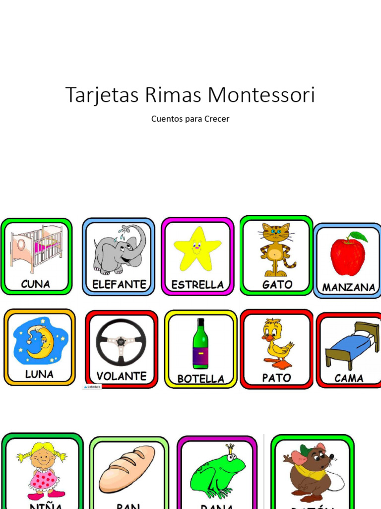 Tarjetas Rimas Montessori | PDF