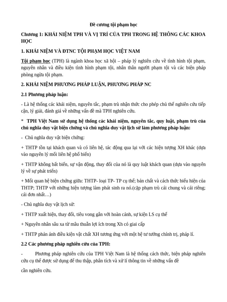 Đề-cương-TPH 1 | PDF