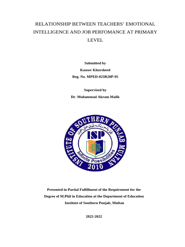 Final Thesis c1 | PDF | Emotional Intelligence | Teachers