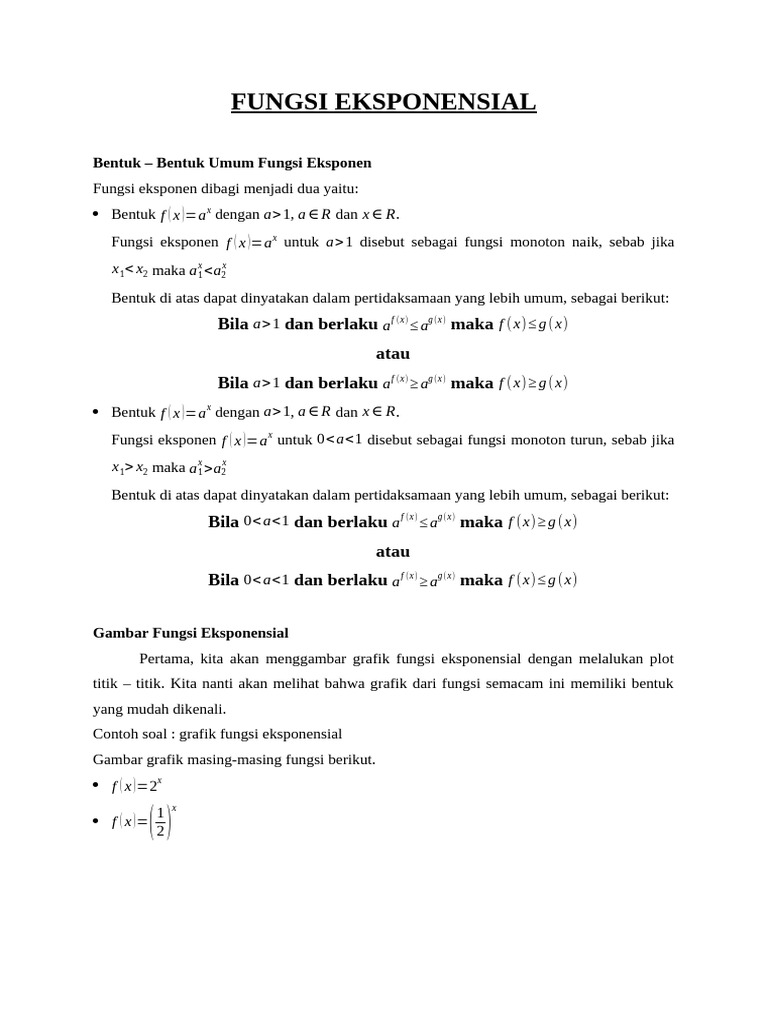 Bentuk dan Grafik Fungsi Eksponensial | PDF