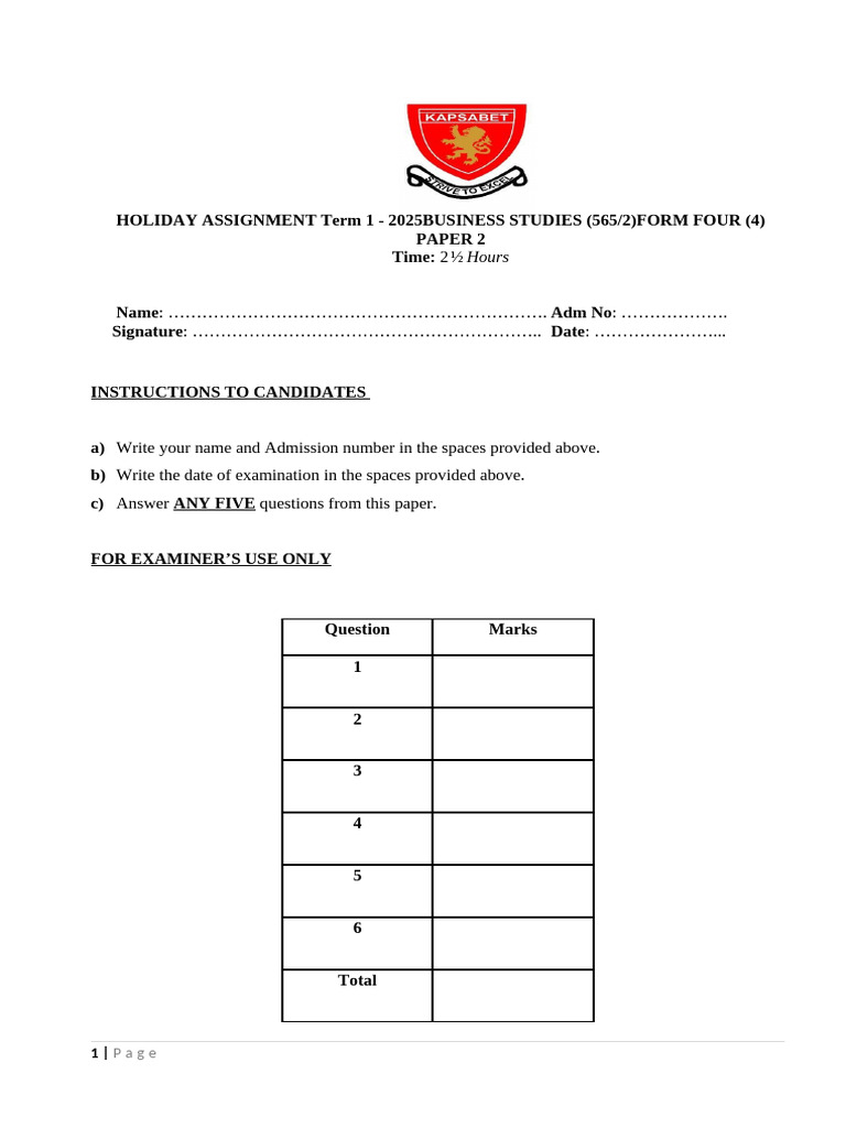 Business Studies Form 4 Paper 2 | PDF | Cheque | Banks