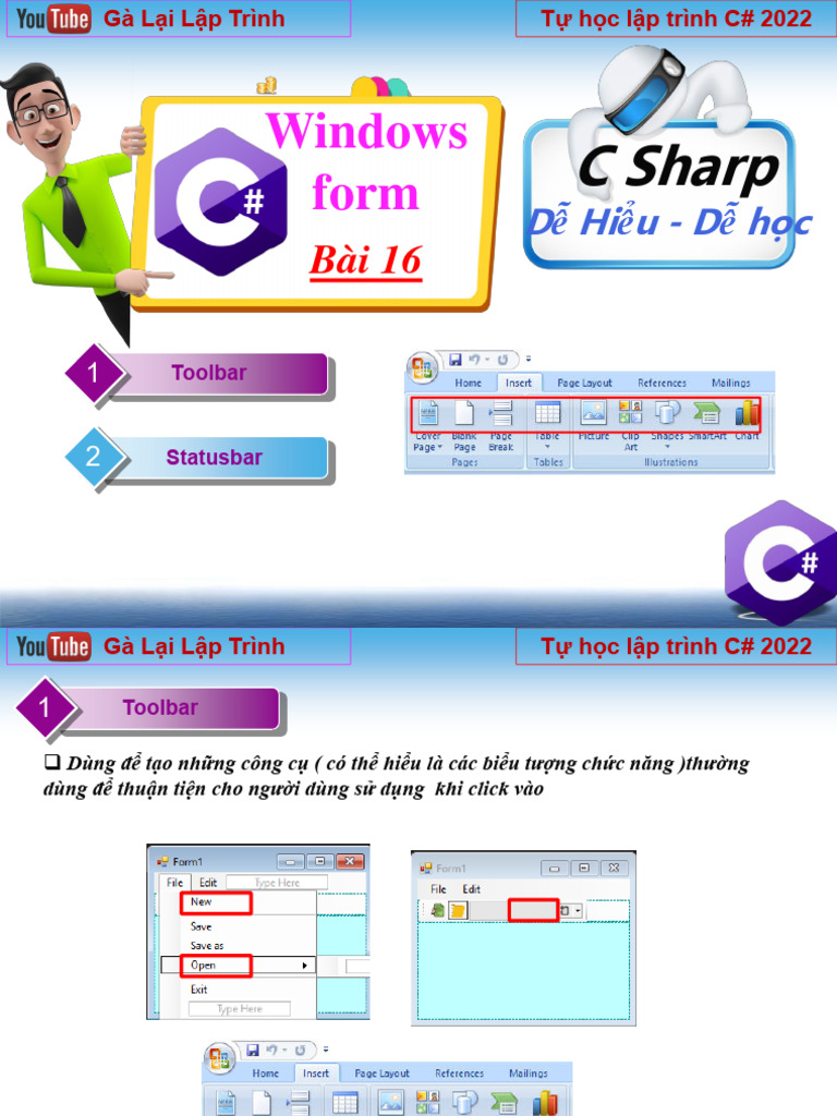 16. (Winform C# 2022) Toolbar - Statusbar Tự Học Lập Trình Winforms C# ...