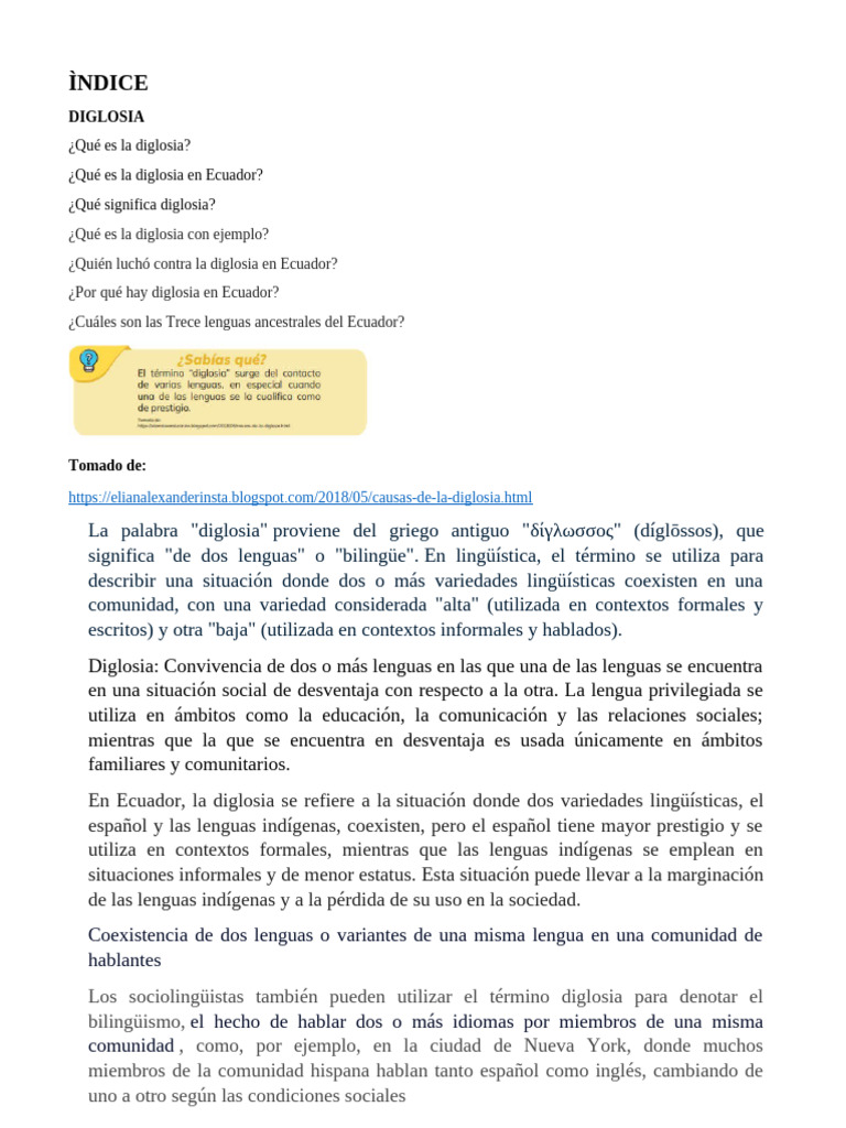 DIGLOSIA | PDF | Multilingüismo | Lingüística