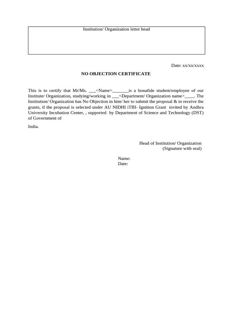 No Objection Certificate | PDF