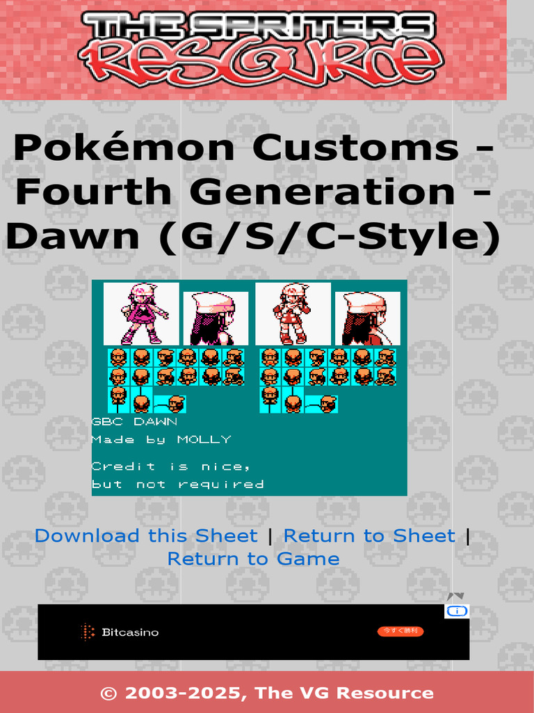 The Spriters Resource - Full Sheet View - Pokémon Customs - Dawn (GSC ...