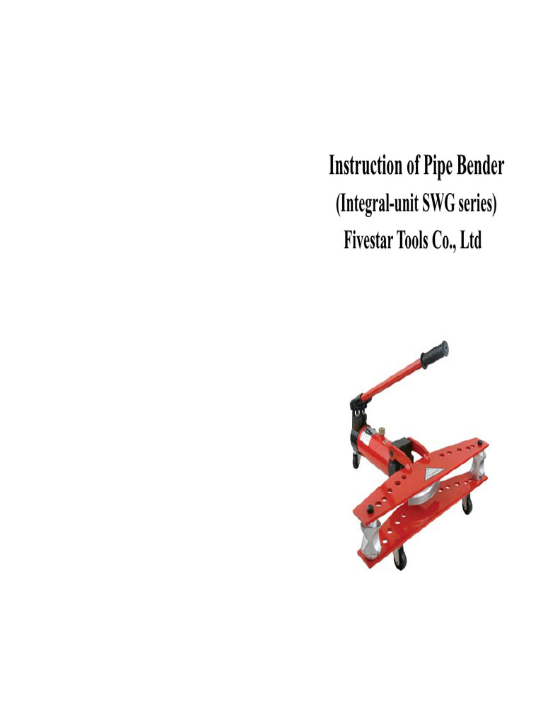 SWG Series Hydraulic Pipe Bender Operation Manual | PDF | Pipe (Fluid Conveyance) | Screw
