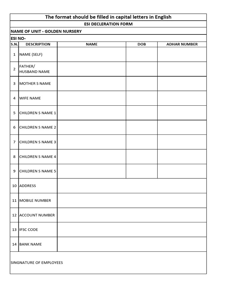 Esi Decleration Form | PDF