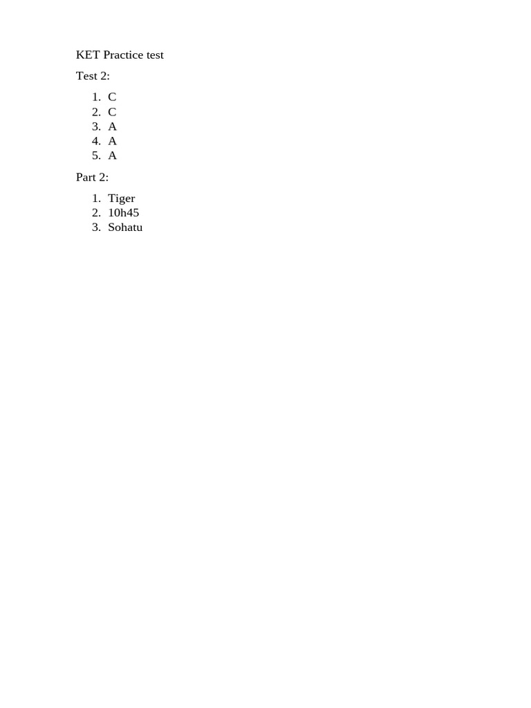 KET Practice Test | PDF