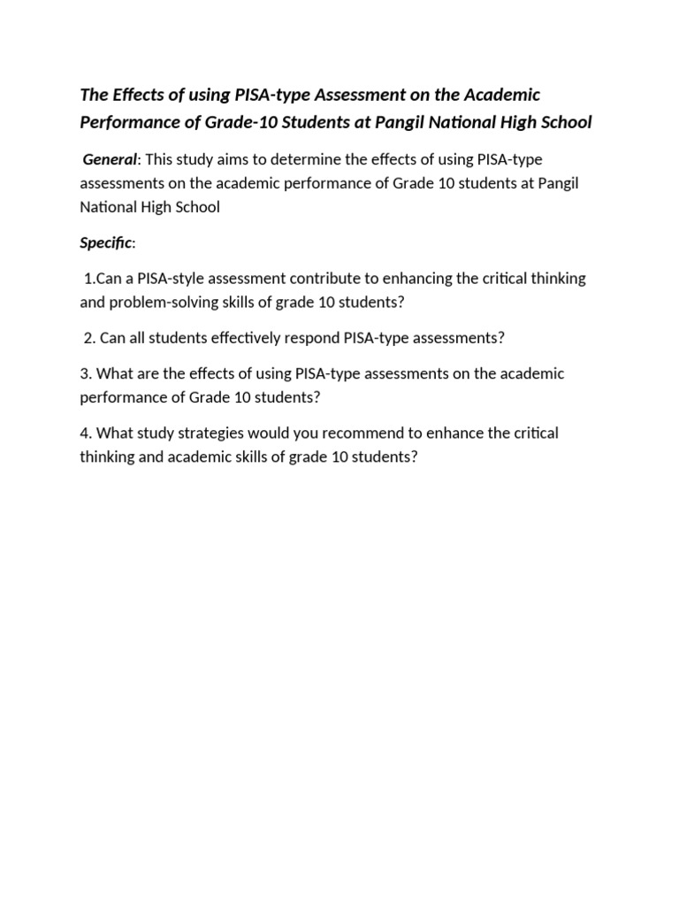 The Effects of Using PISA Research Questioner | PDF