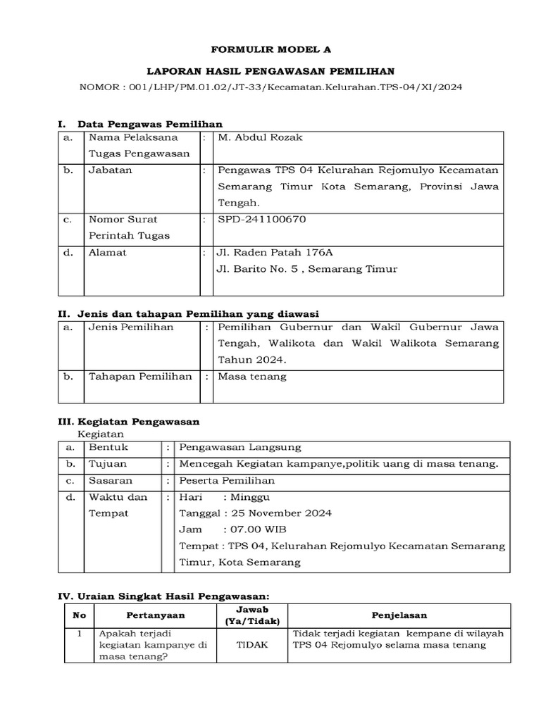 Template Form A Masa Tenang Tps 04 Abdul Rozak-1 | PDF