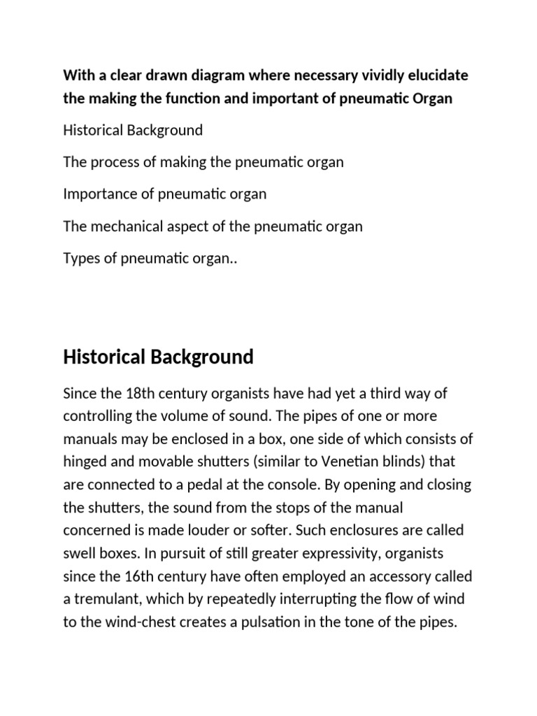 Importance and Mechanics of Pneumatic Organs | PDF | Aerophones ...