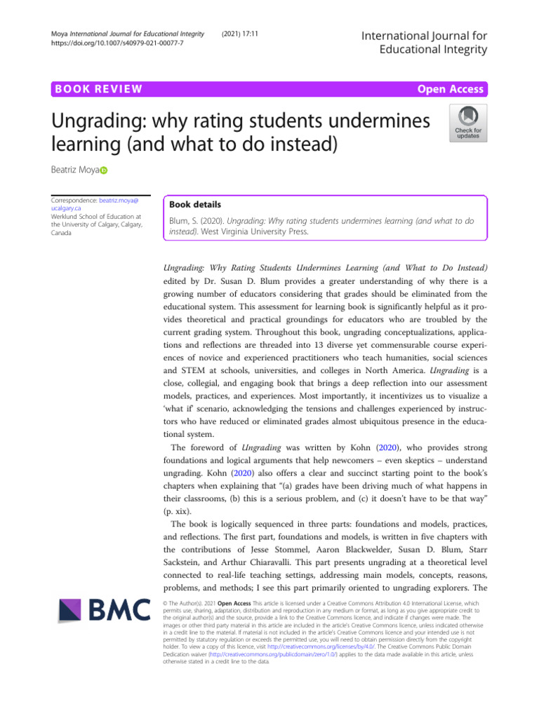 Ungrading Why Rating Students Undermines | PDF | Creative Commons License | Creative Commons