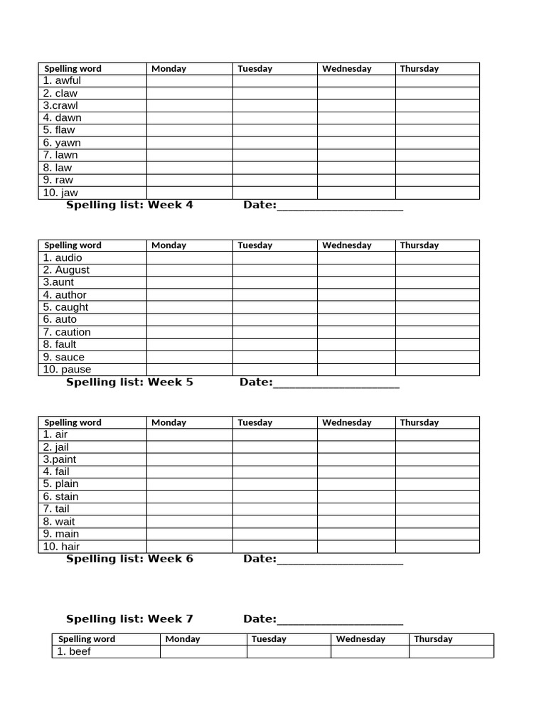 Term 2 Spelling Practice Sheets | PDF