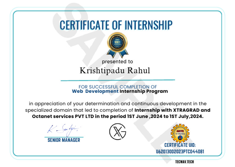 Internship Completion Krishtipadu Rahul | PDF