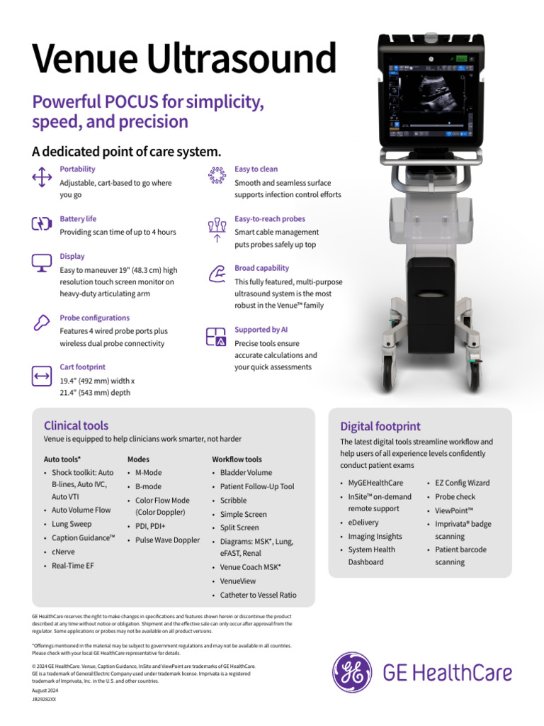 Sales Sheet Venue Overview Pocus jb29282xx | PDF | Medical Ultrasound