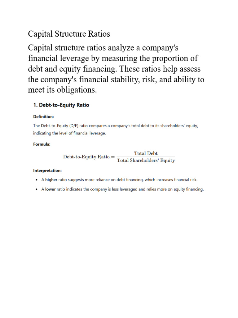 Capital Structure Ratio Numericals | PDF