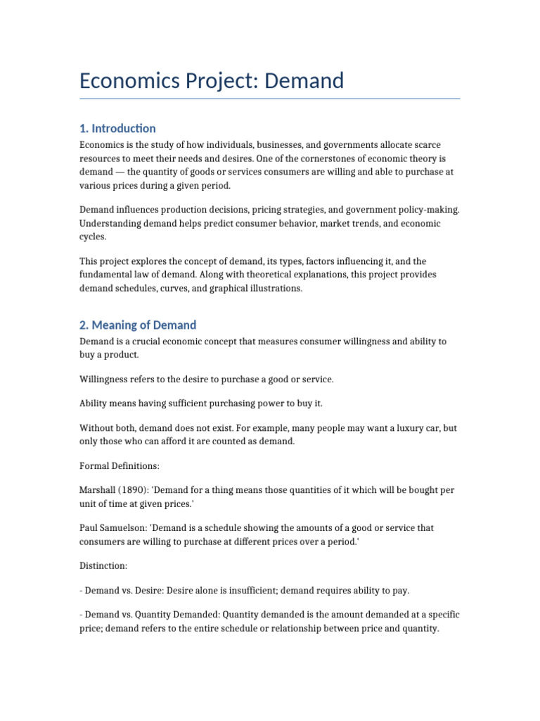 Economics Project Demand | PDF | Demand | Demand Curve