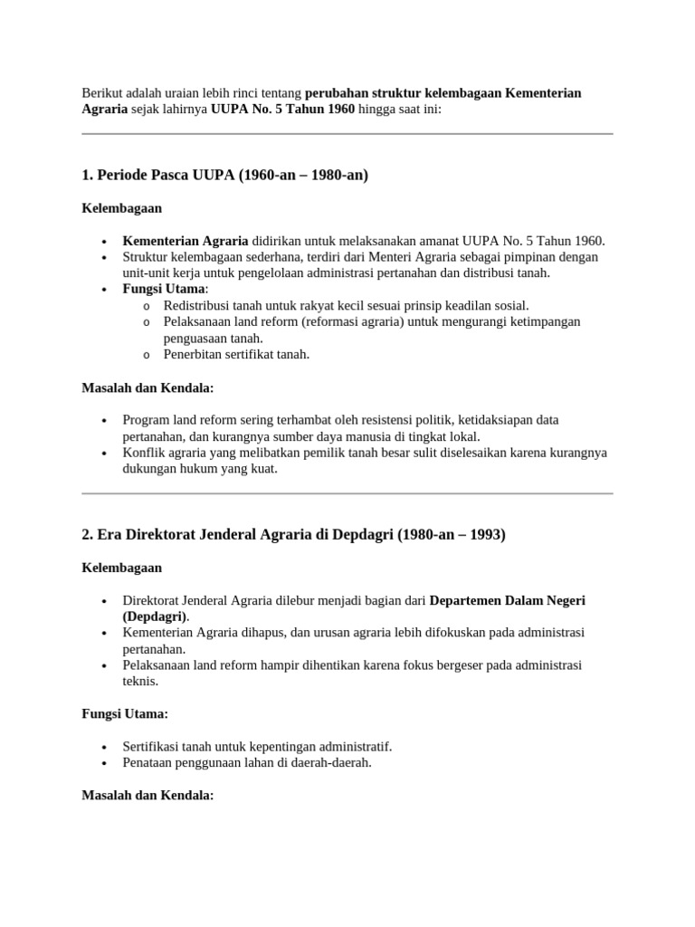 Tugas Analisis Struktur Kelembagaan Sebelum Uupa Sampai Saat Ini | PDF