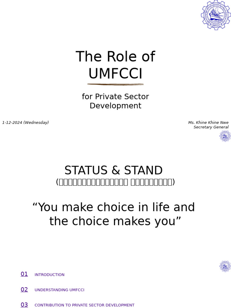 The Role of UMFCCI For Private Sector Development (30!11!2024) | PDF ...