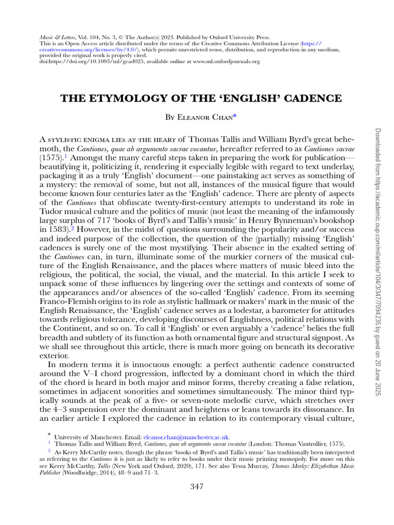 The Etymology of The 'English 'Cadence | PDF | Chord (Music)