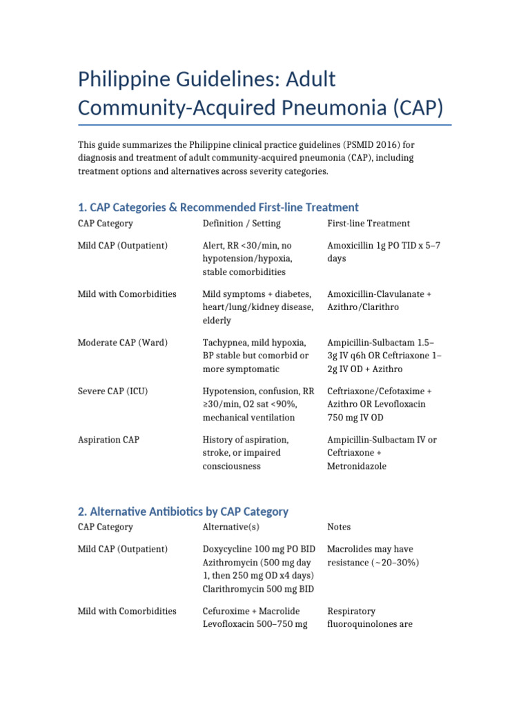 Philippine Adult CAP Guidelines | PDF | Respiratory Diseases | Medicine