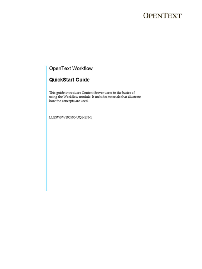 OpenText Workflow 10.5.0 - QuickStart Guide English (LLESWFW100500-UQS-En-1) | PDF | Copy ...
