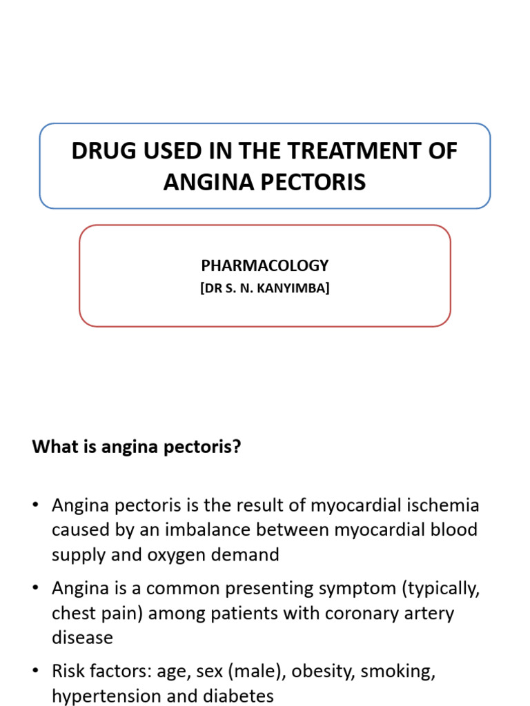 Angina Pectoris Treatment Drugs Overview | PDF | Myocardial Infarction ...