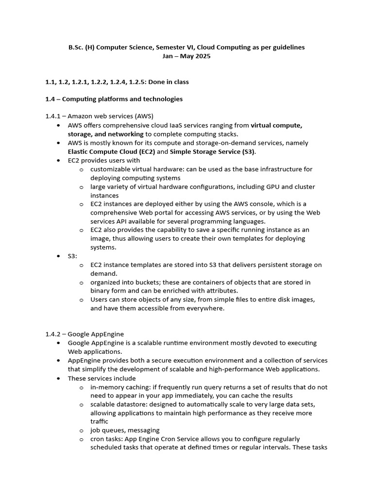 Cloud Computing Notes (As Per Guidelines) | PDF | Parallel Computing ...