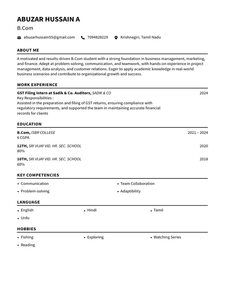 Abuzar Hussain A Flowcv Resume 20250528 | PDF