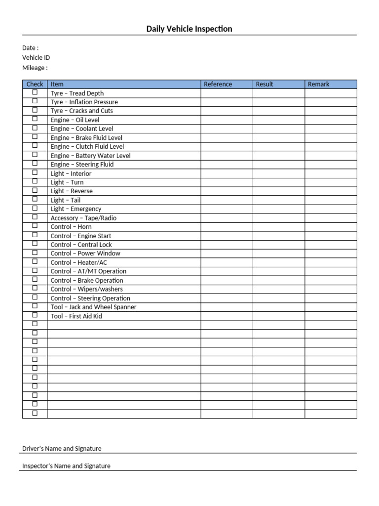 Vehicle Checklist 03 | PDF