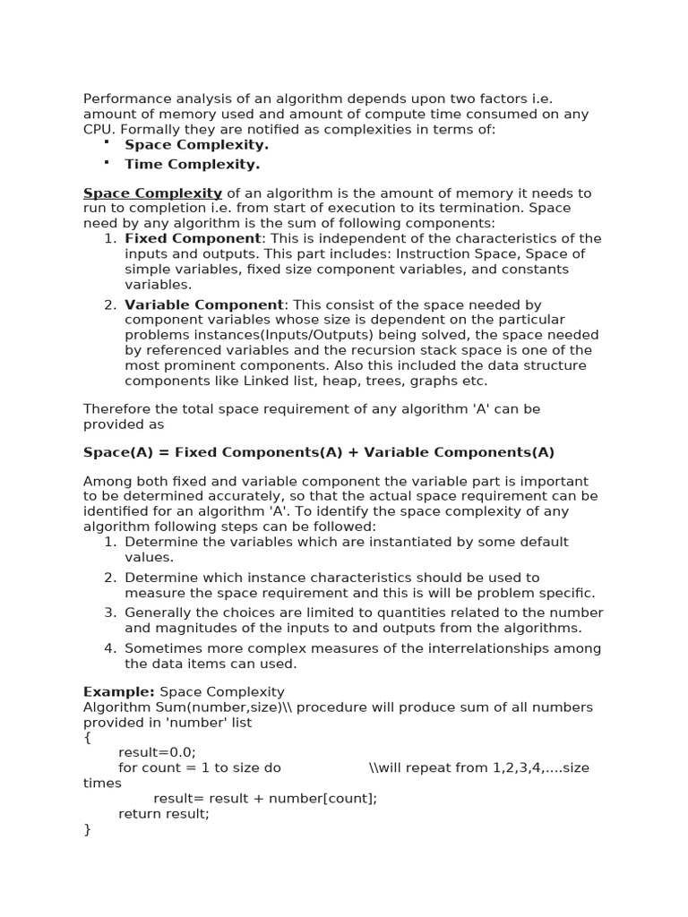 Performance Analysis of An Algorithm Depends Upon Two Factors I | PDF | Computational Complexity ...