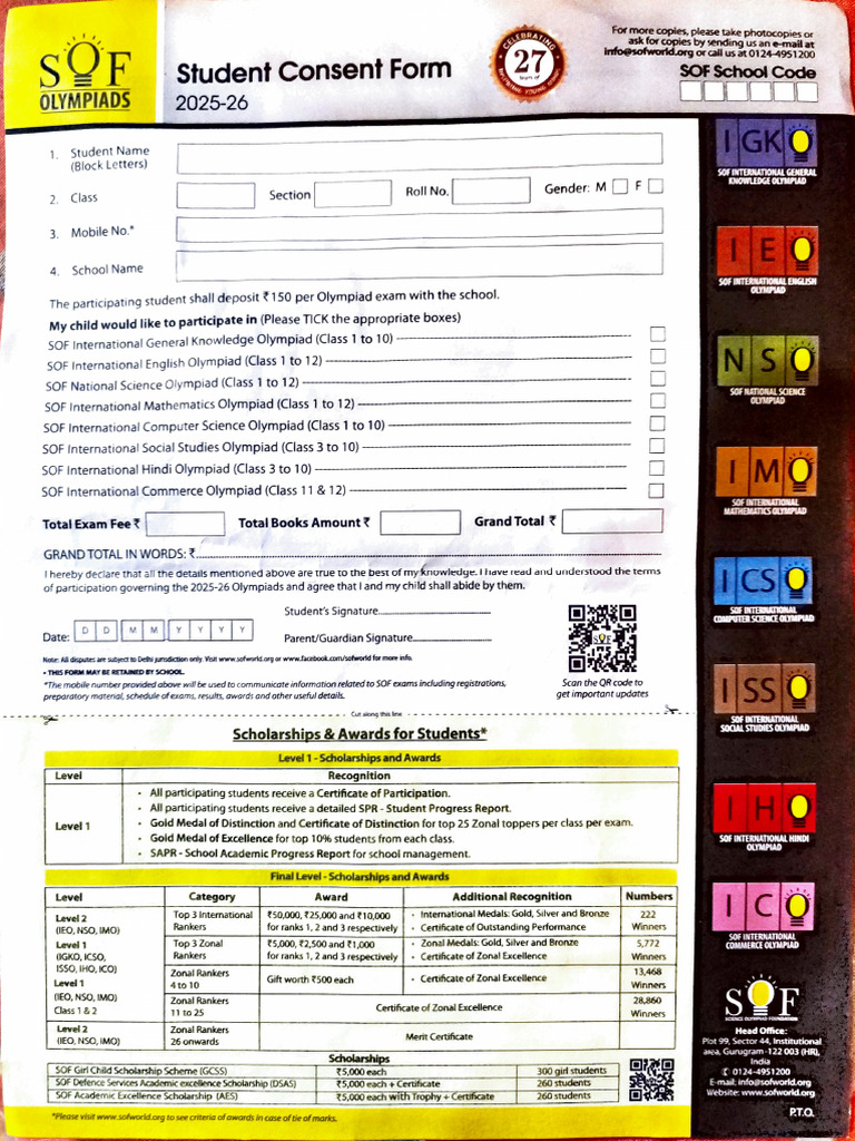 SOF Sudent Consent Form | PDF
