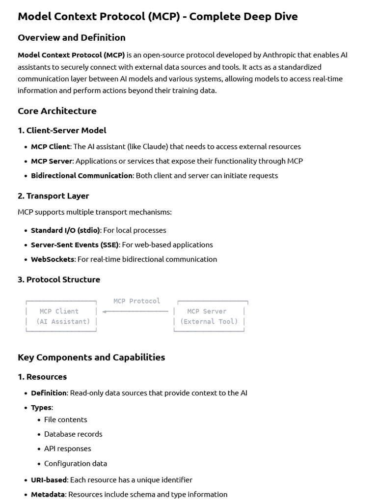 Model Context Protocol (MCP) - Complete Deep Dive | PDF | Information Technology | Computing