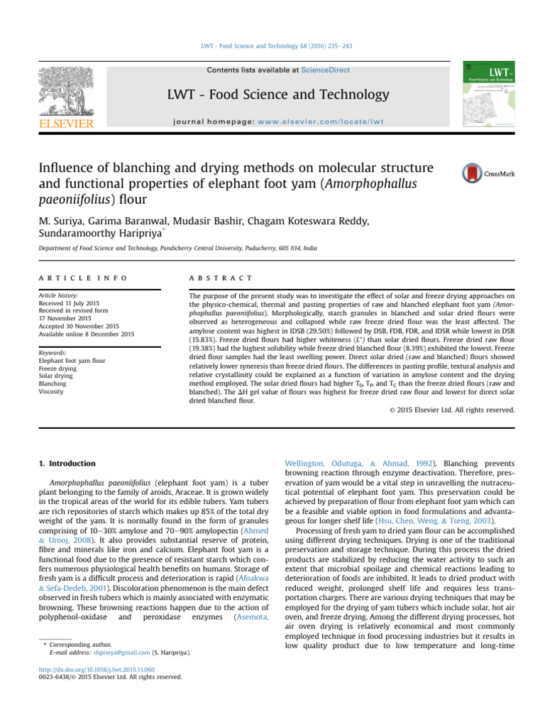 KMS Chemical in Yam Flour Processing | PDF | Chemistry