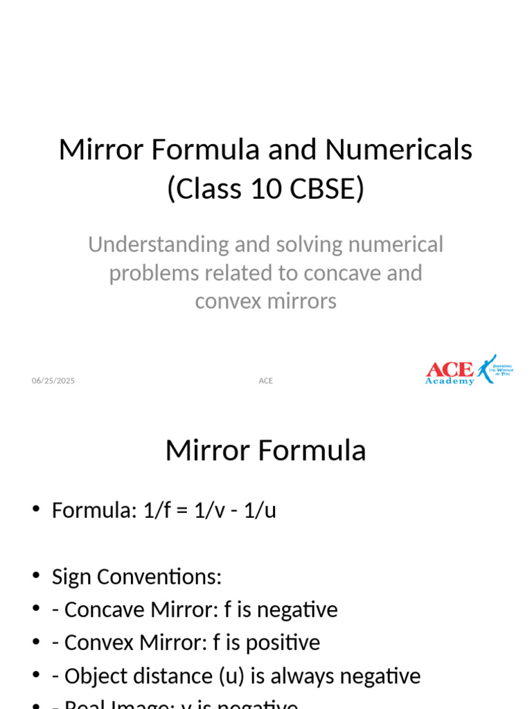 Mirror Formula Numericals | PDF