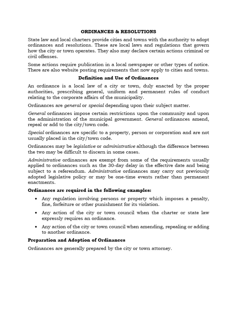 Ordinances and Resolutions | PDF | Local Ordinance | Repeal