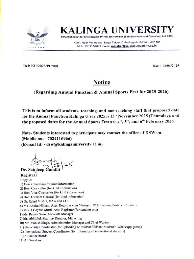 Notice Regarding Annual Function & Annual Sports Fest For 2025-2026 | PDF