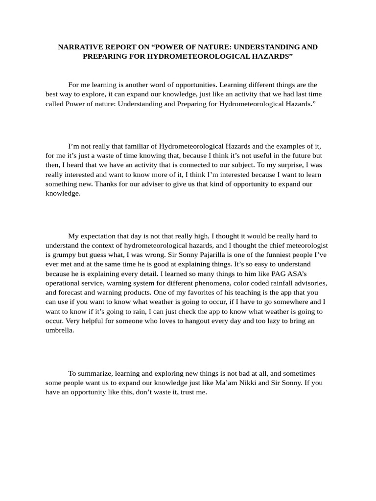 Narrative Report On | PDF