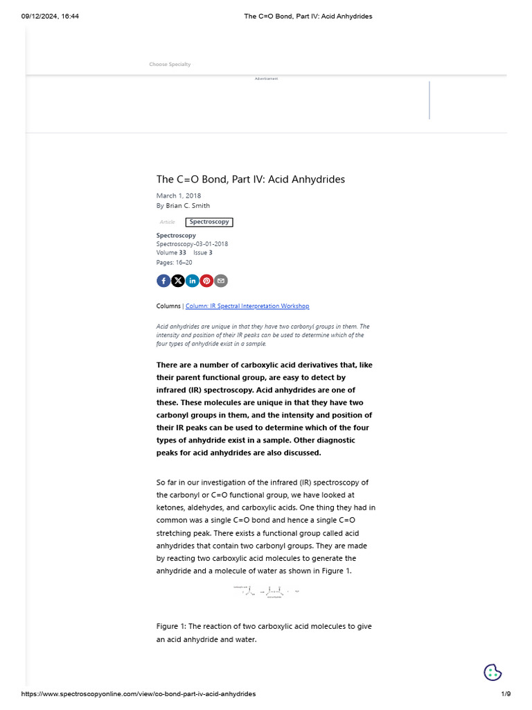 The C O Bond, Part IV - Acid Anhydrides | PDF | Ketone | Infrared ...