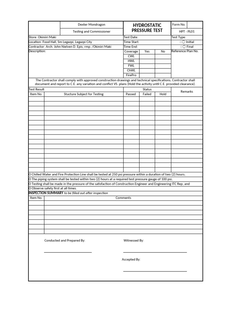 SM Testing & Commissioning Raw File | PDF