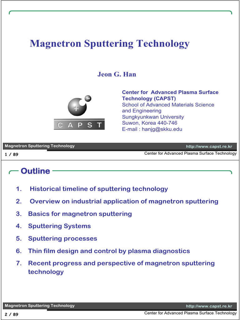 Magnotron Sputtering | PDF | Sputtering | Condensed Matter Physics