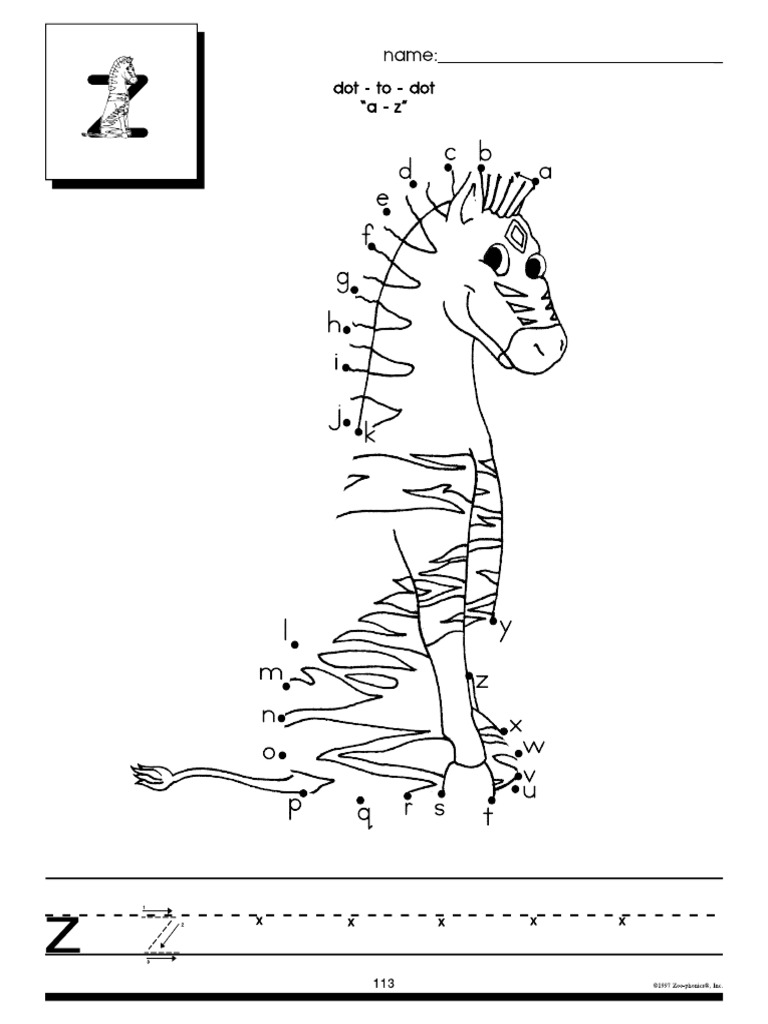 Zoo phonics a z Dot To Dot Worksheets หน้า 27 | PDF