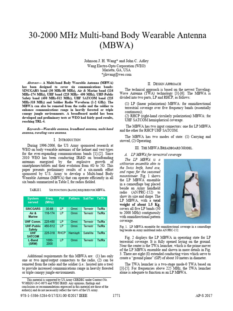 MHZ Multi-Band Body Wearable Antenna MBWA | PDF | Ultra High Frequency ...