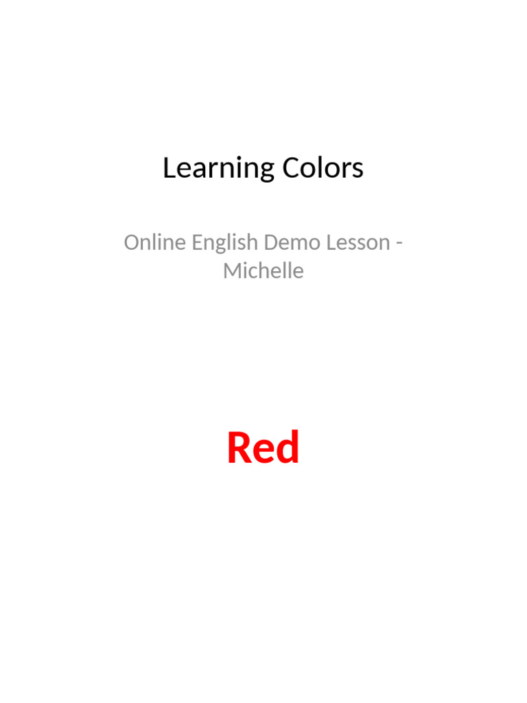 Learning Colors Demo Lesson | PDF