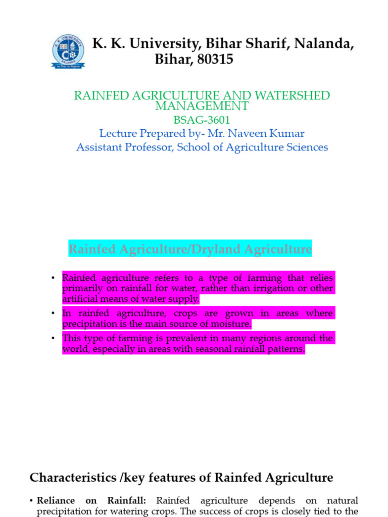 Defintion of Rainfed Agriculture and Its Characteristics ...