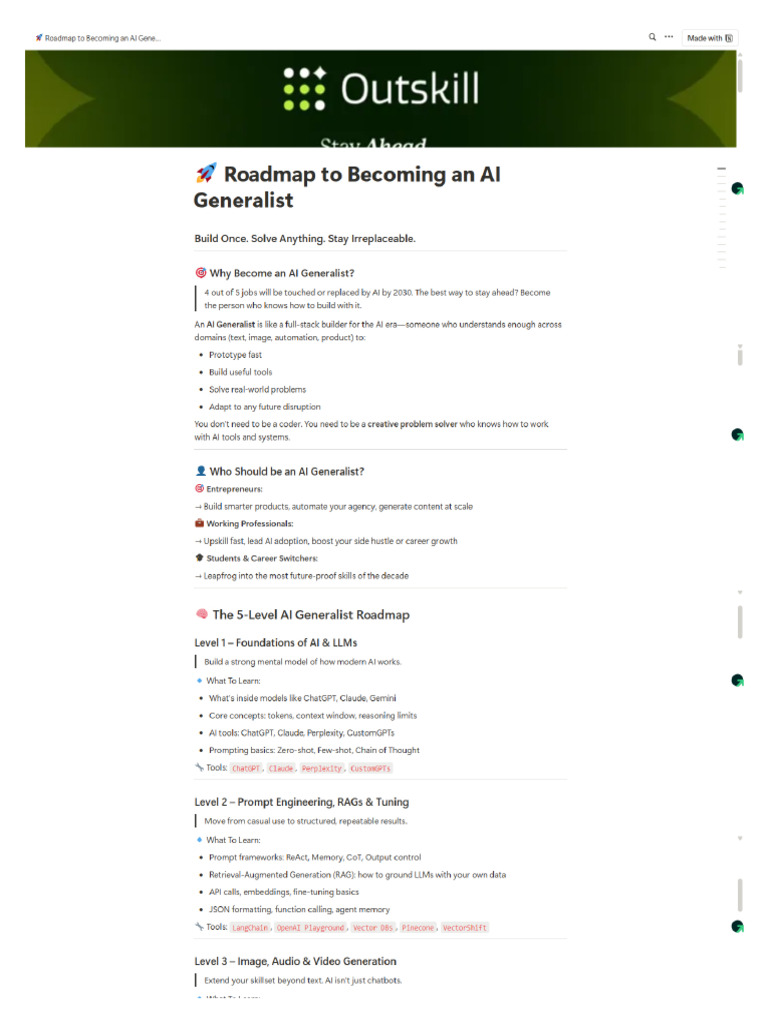 Roadmap To Becoming An AI Generalist | PDF