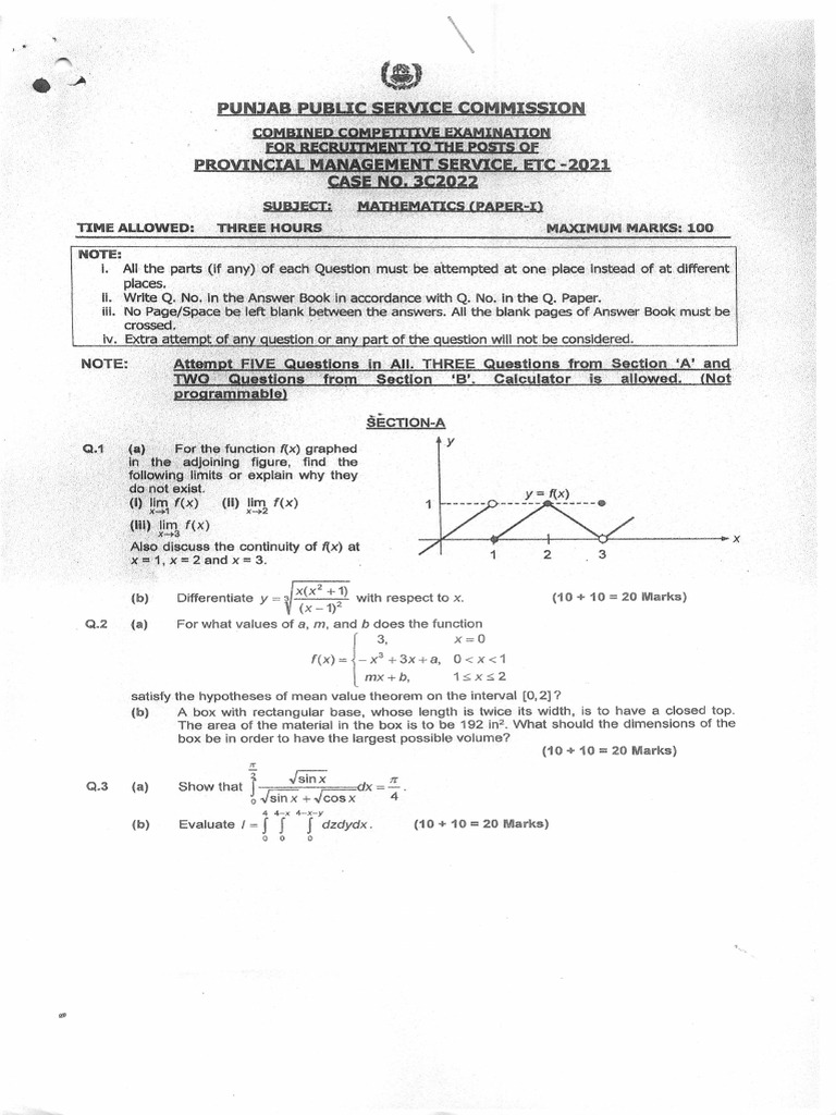 Advanced Mathematics Exam Questions | PDF