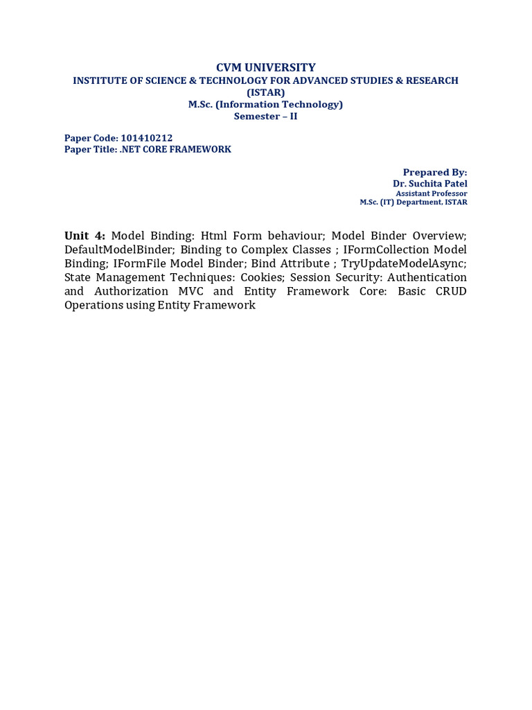 Unit-4 Net Core Framework | PDF | Entity Framework | Databases