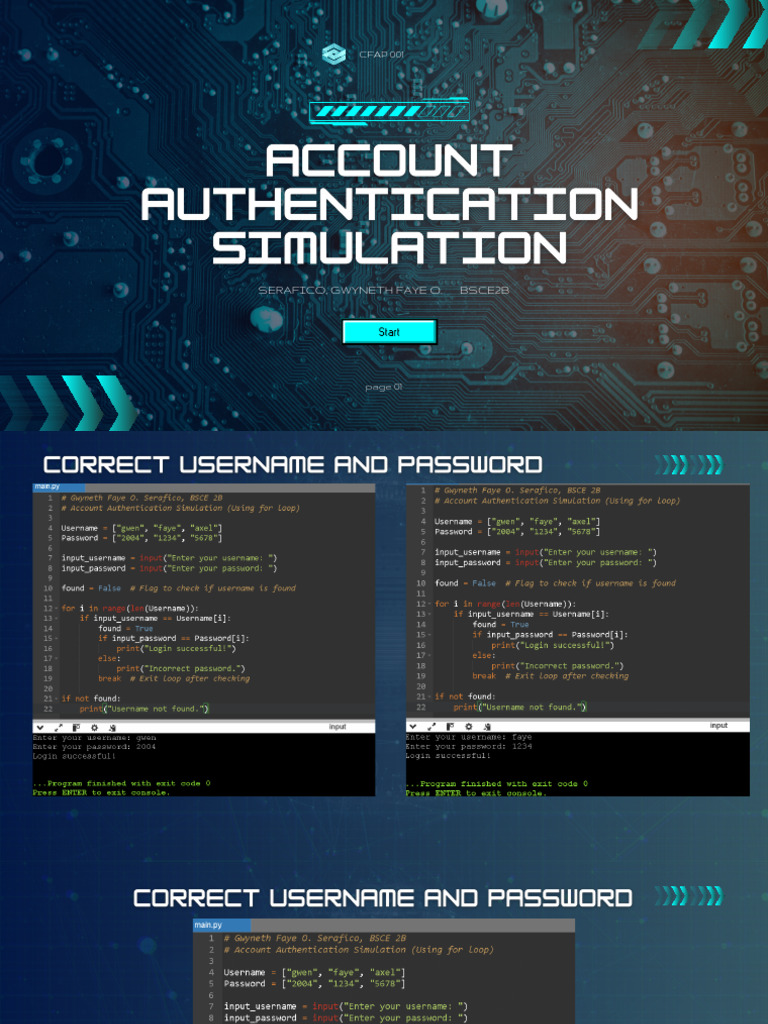 Account Authentication Simulation (Python2.1) | PDF