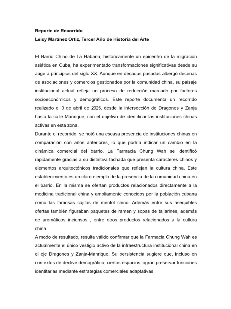 Reporte de Recorrido Leisy Martínez | PDF